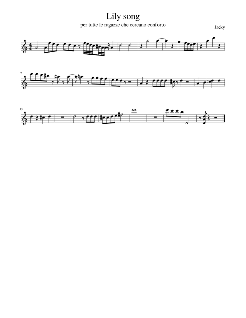 Lily song Sheet Music for Flute (Solo) | MuseScore.com