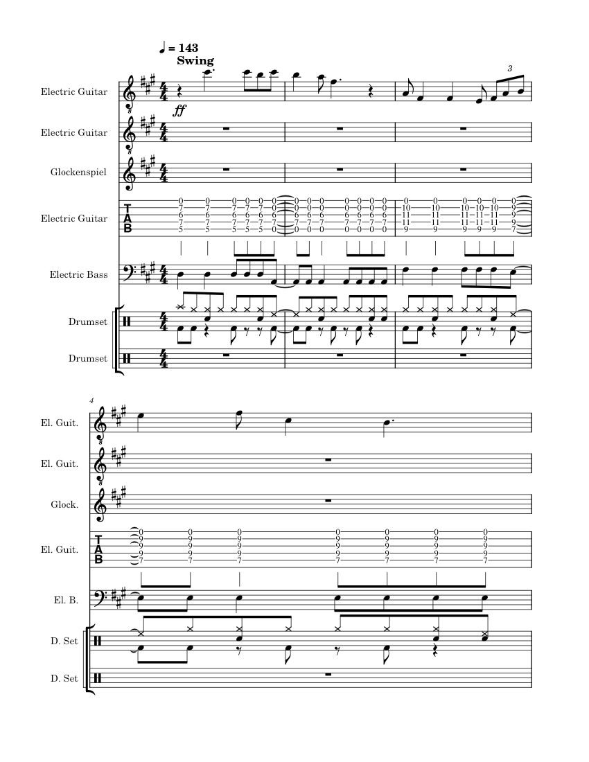 Sunset Sheet music for Glockenspiel, Guitar, Bass guitar, Drum group (Mixed Ensemble ...