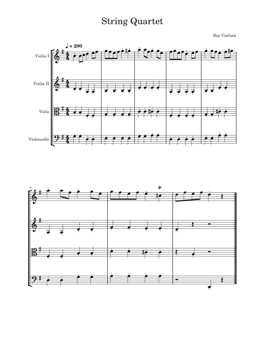 String Quartet Sheet music for Violin, Viola, Cello (String Quartet ...