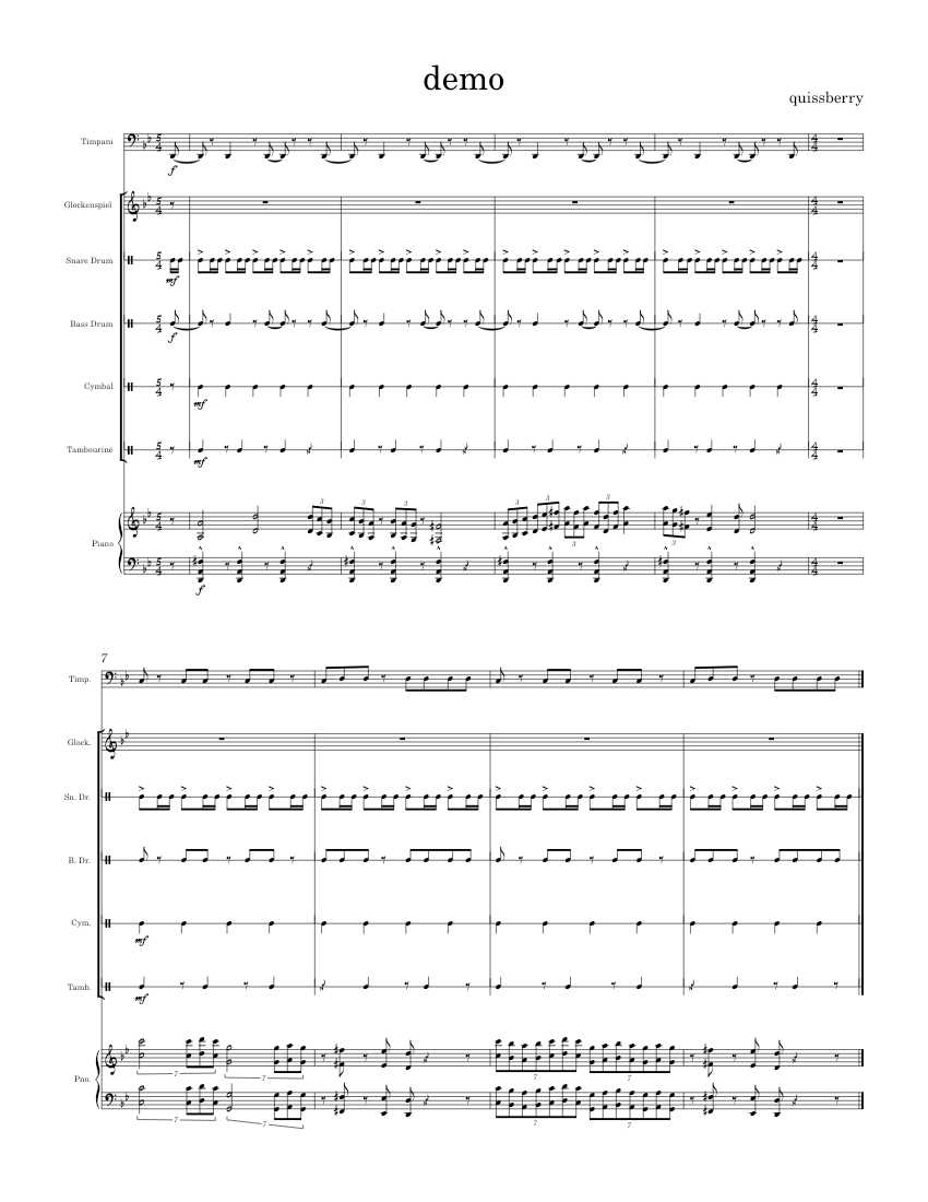demo Sheet music for Piano, Timpani, Glockenspiel, Drum group & more ...