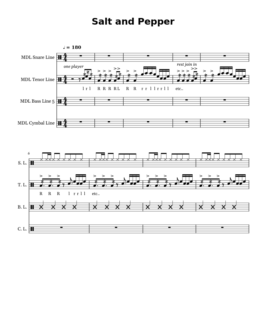 Salt and Pepper – RCC 2012 Sheet Music for Snare drum, Crash, Tenor ...