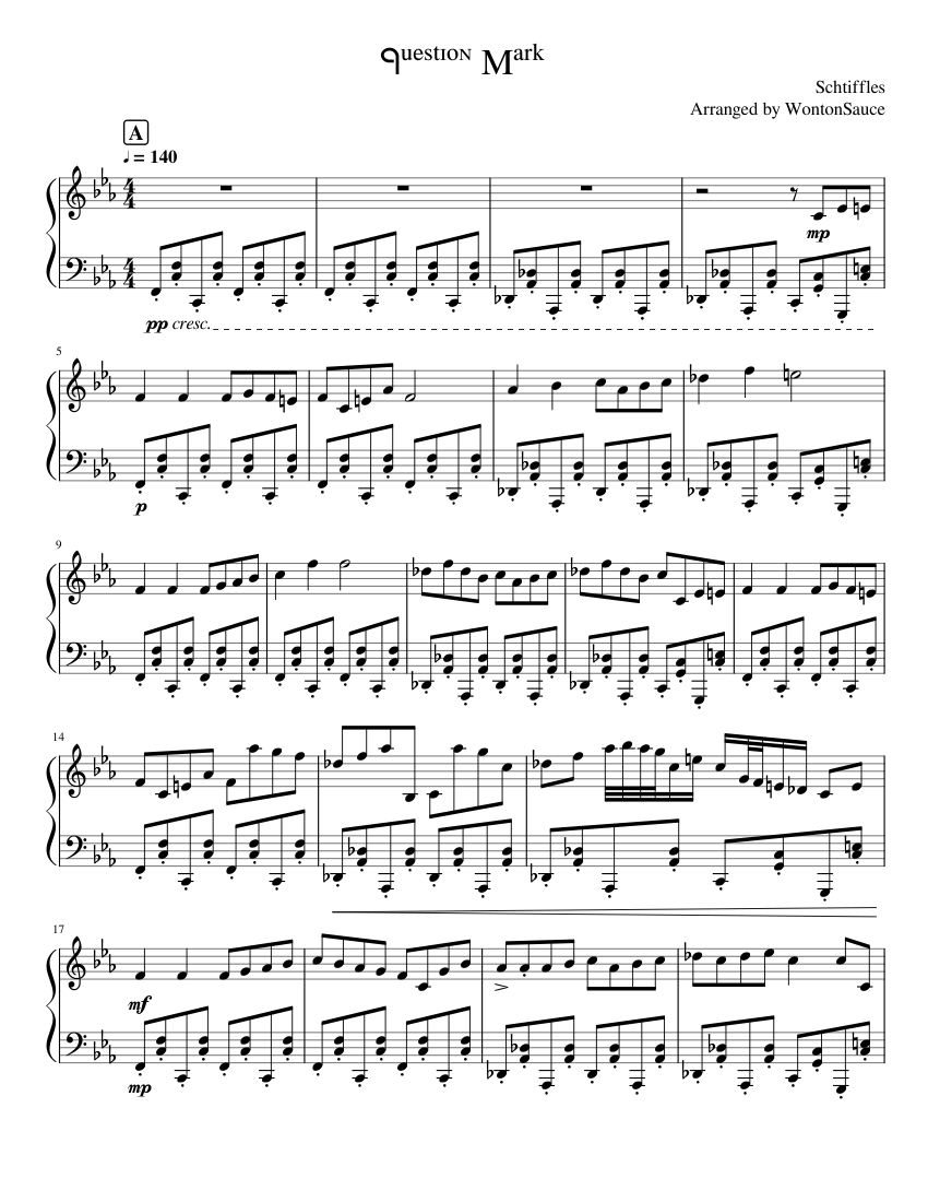 Schtiffles - Question Mark (M) Sheet Music for Piano (Solo) | MuseScore.com