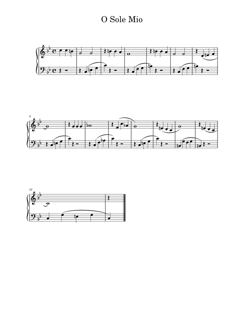 O Sole Mio Sheet Music for Piano (Solo) easy | MuseScore.com