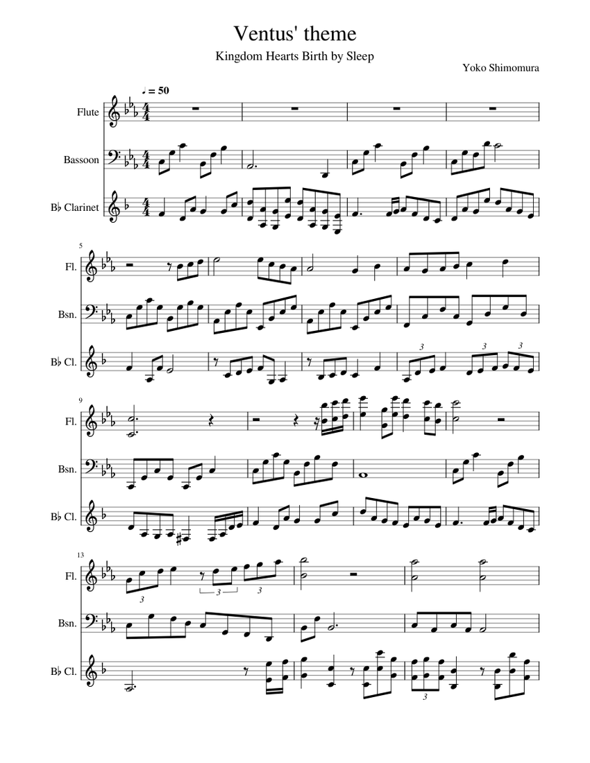 Ventus' Theme Kingdom Hearts Birth by Sleep Sheet music for Flute ...