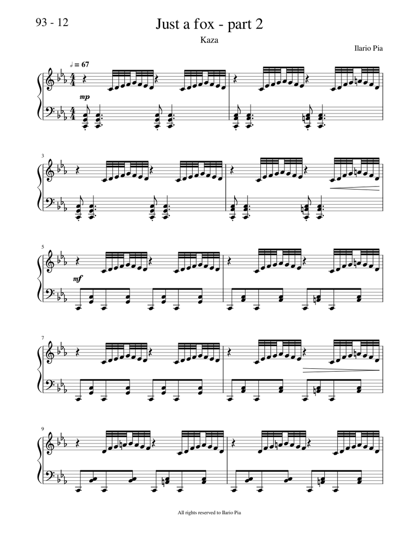 Just a Fox part 2 Sheet music for Piano (Solo) | Musescore.com