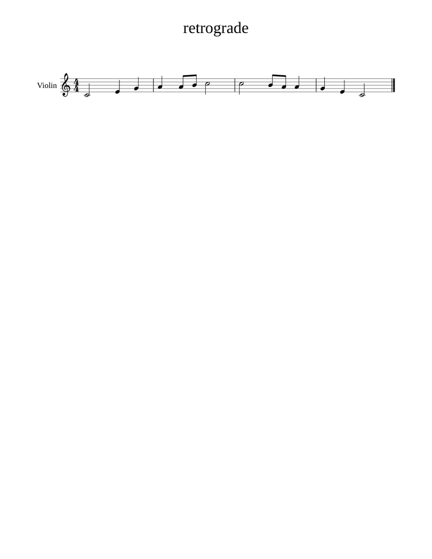 Retrograde Sheet Music for Violin (Solo) | MuseScore.com