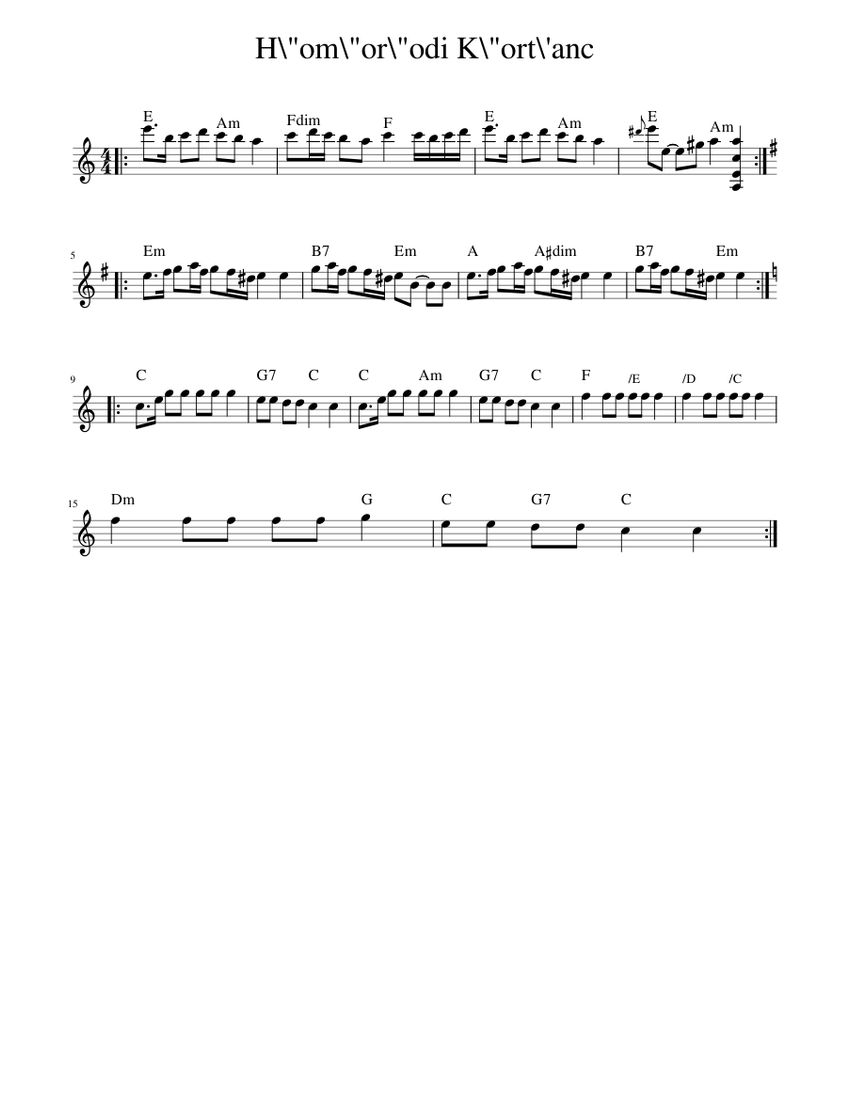 H\"om\"or\"odi K\"ort\'anc Sheet music for Piano (Solo) Easy ...