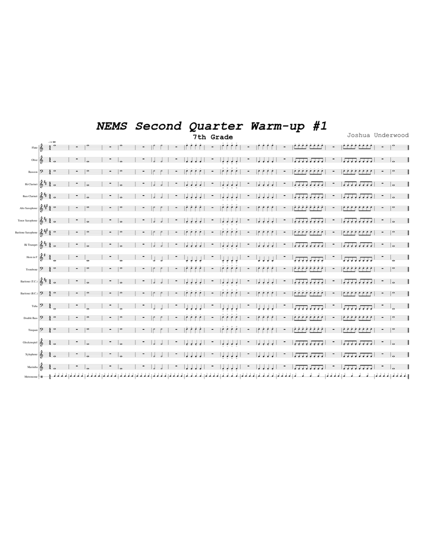 NEMS Second Quarter Warm-up #1 Sheet music for Trombone, Tuba, Flute ...