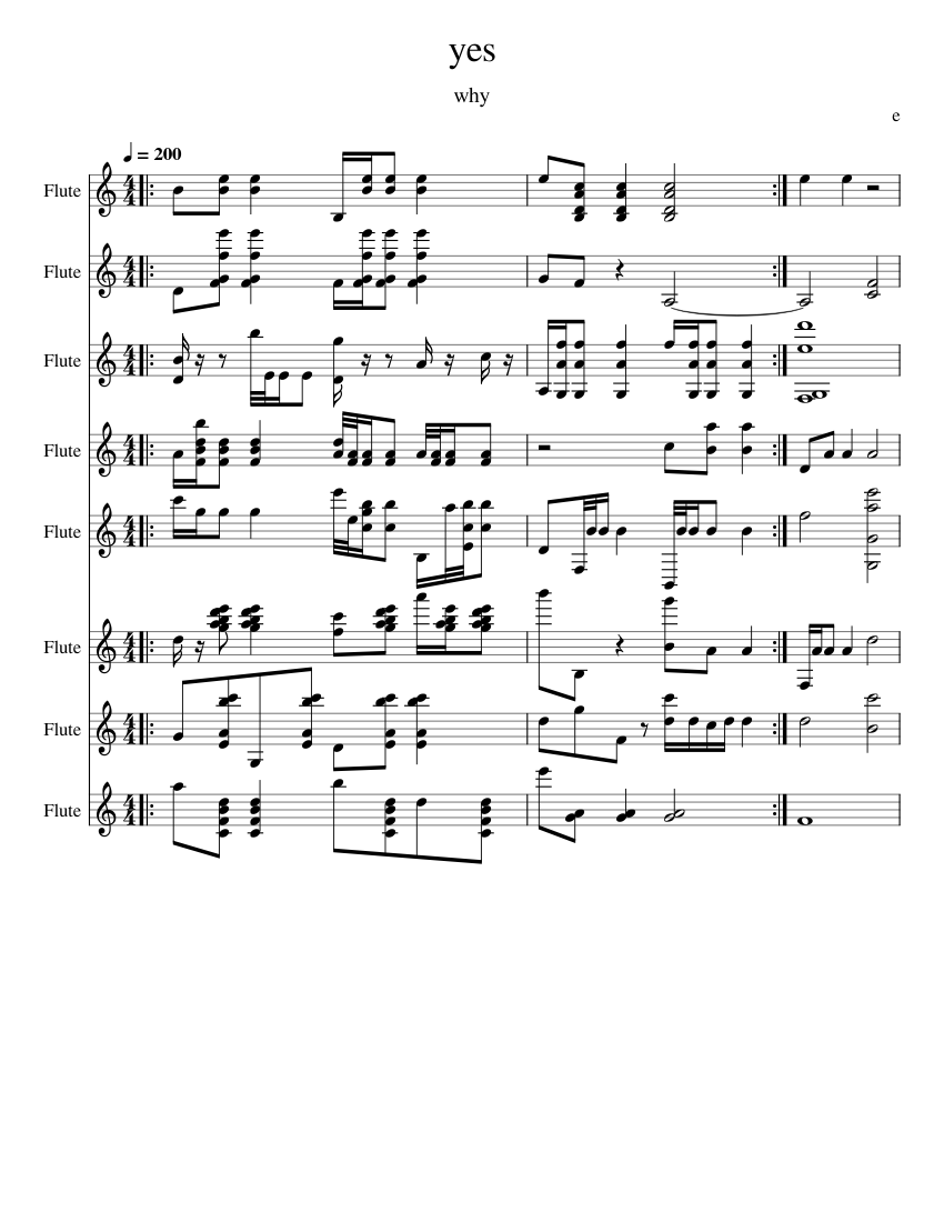 Yes Sheet Music for Flute (Mixed Ensemble) | MuseScore.com