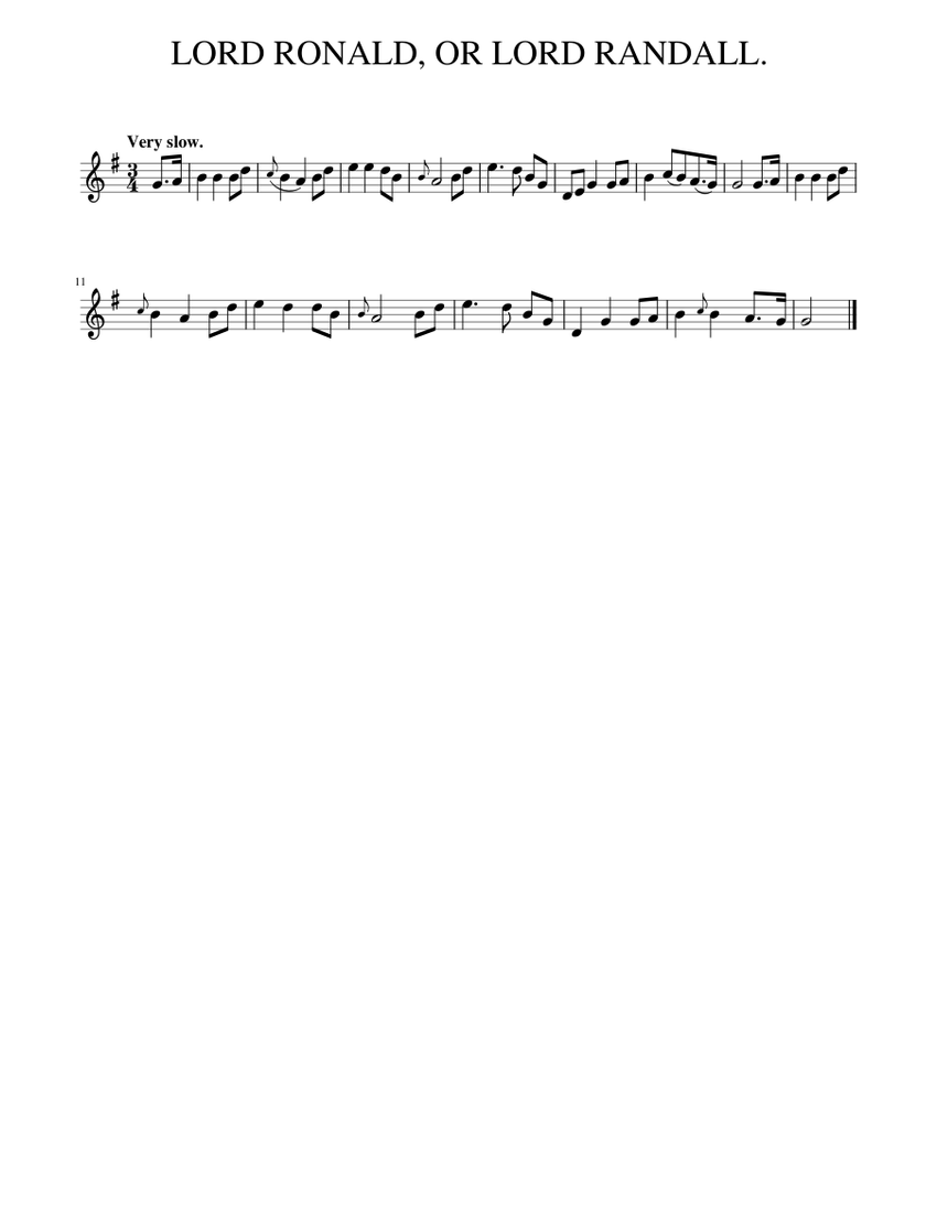 LORD RONALD, OR LORD RANDALL. Sheet music for Piano (Solo) Easy ...