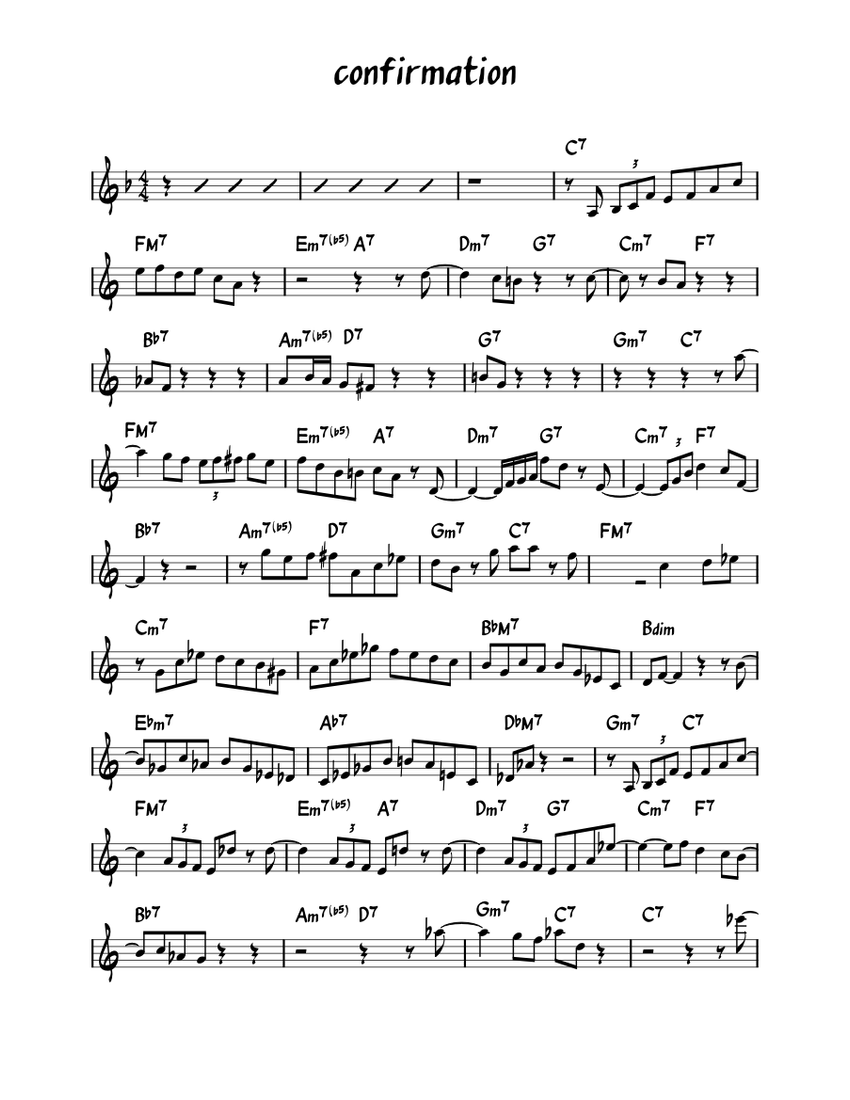 confirmation Sheet Music with Chords for Saxophone tenor (Solo ...