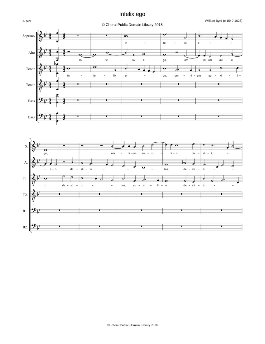 Infelix ego - William Byrd Sheet music for Bass guitar (Mixed Duet ...