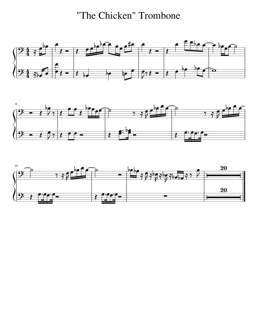 The Chicken Trombone Sheet Music for Piano (Solo) Easy | MuseScore.com