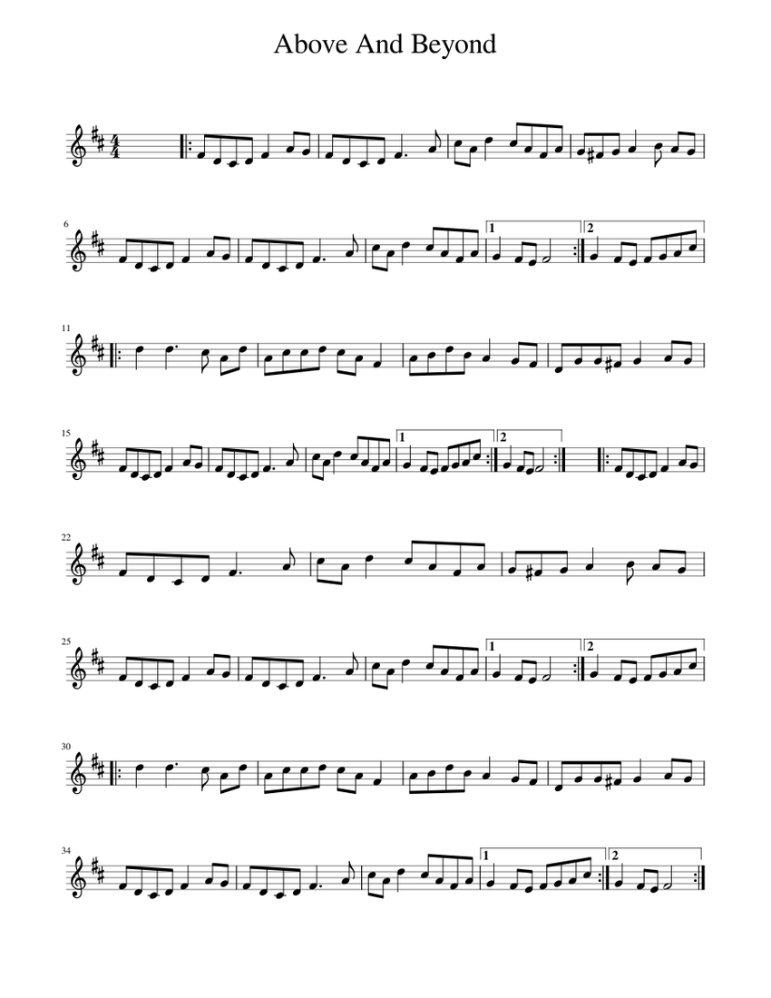 Above And Beyond Sheet music for Piano (Solo) Easy | Musescore.com