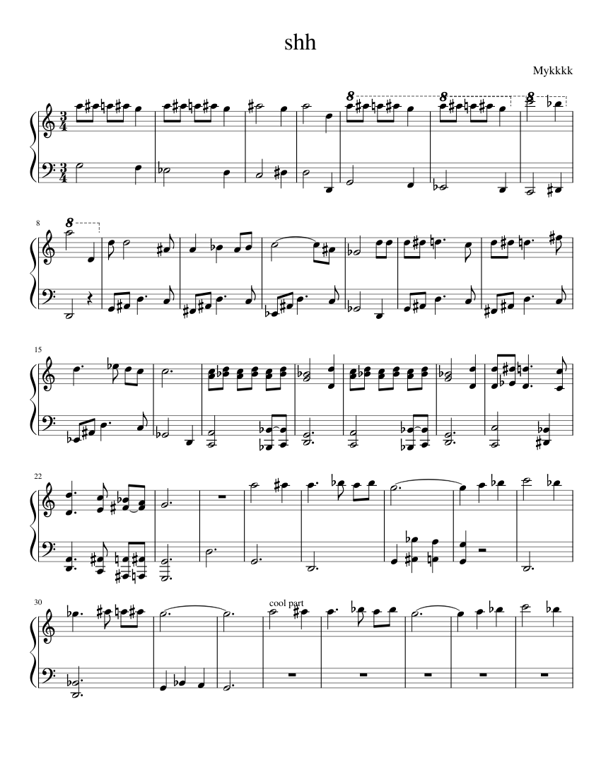 shh Sheet Music for Piano (Solo) Easy | MuseScore.com