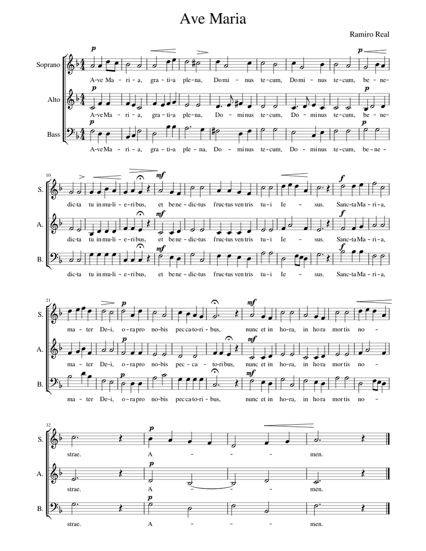 Ave Maria Sheet music for Soprano, Alto, Bass voice (Choral ...
