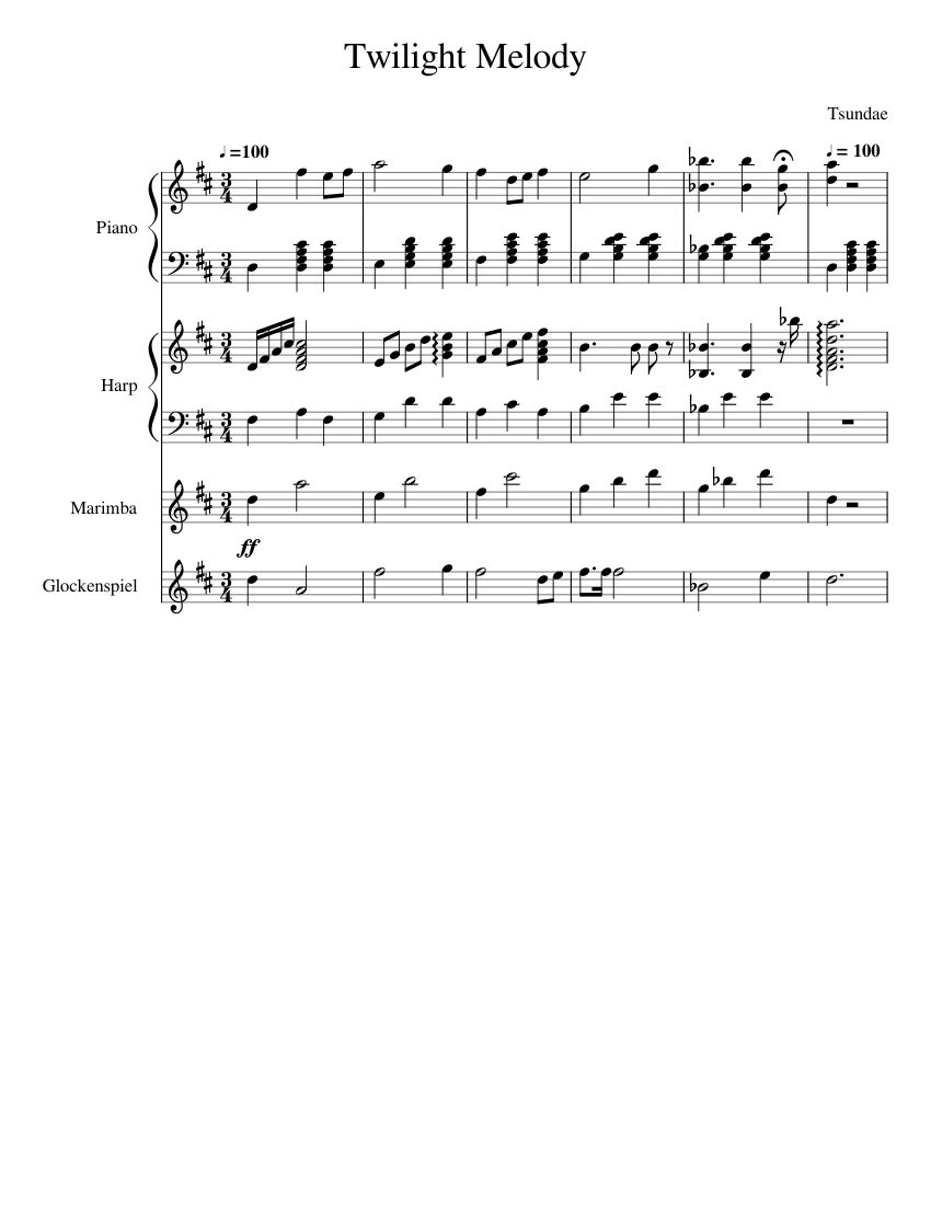 Twilight Melody Sheet music for Piano, Glockenspiel, Marimba, Harp ...