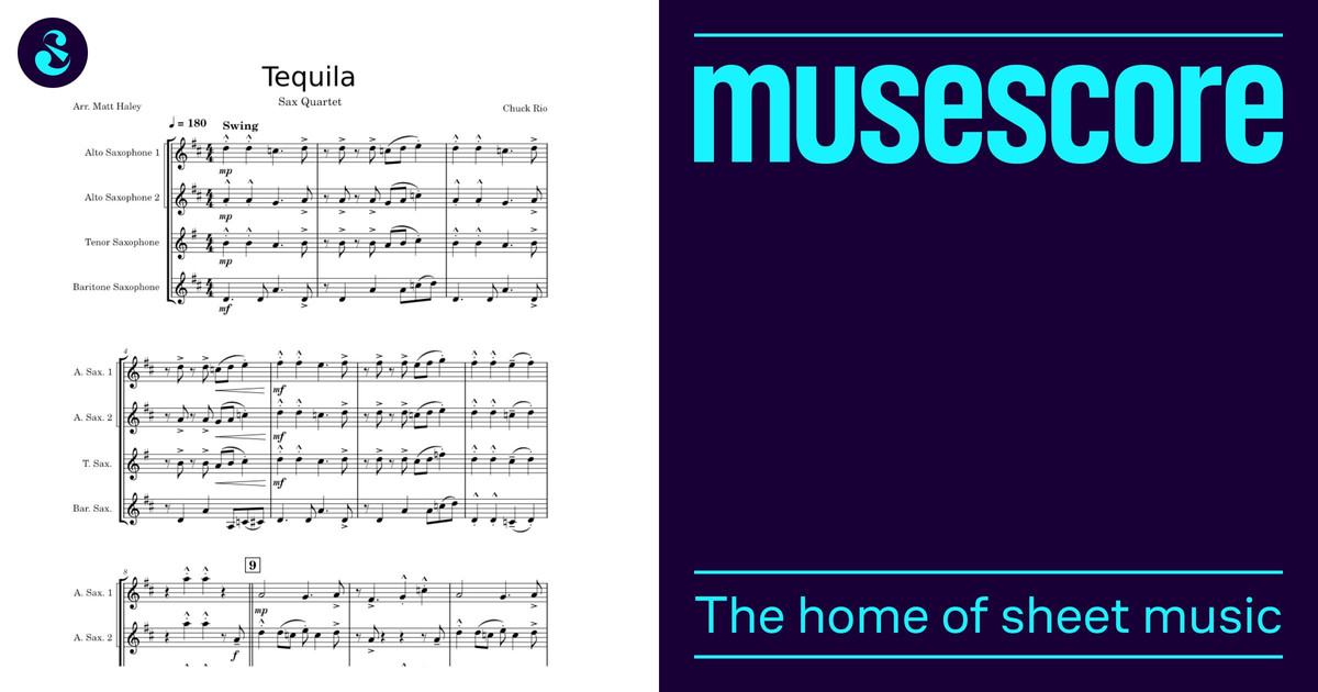 Tequila – The Champs Sheet Music for Saxophone alto, Saxophone tenor ...