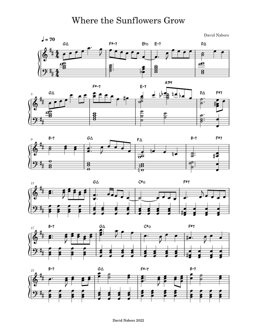 Where the Sunflowers Grow Sheet music for Piano (Solo) | Musescore.com
