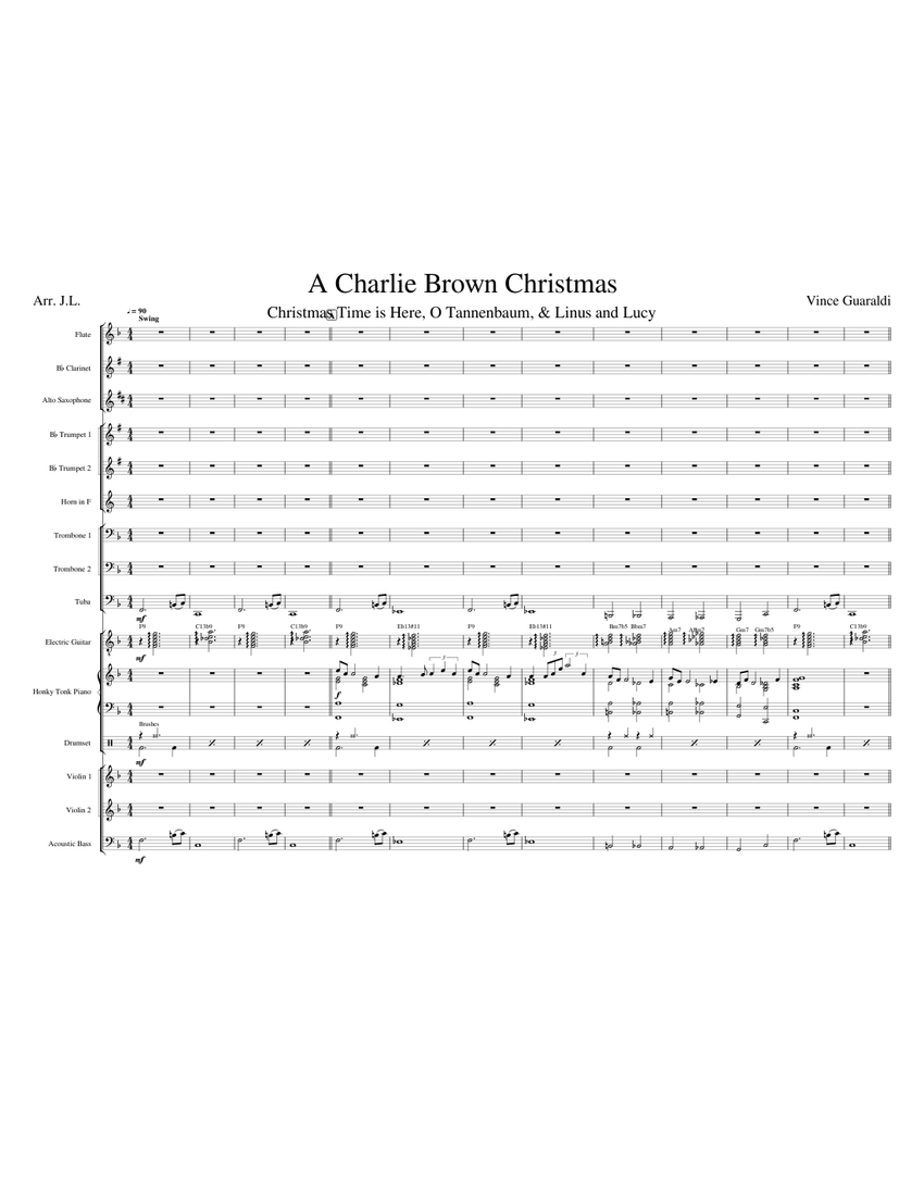 A Charlie Brown Christmas Sheet music for Piano, Trombone, Tuba, Flute ...