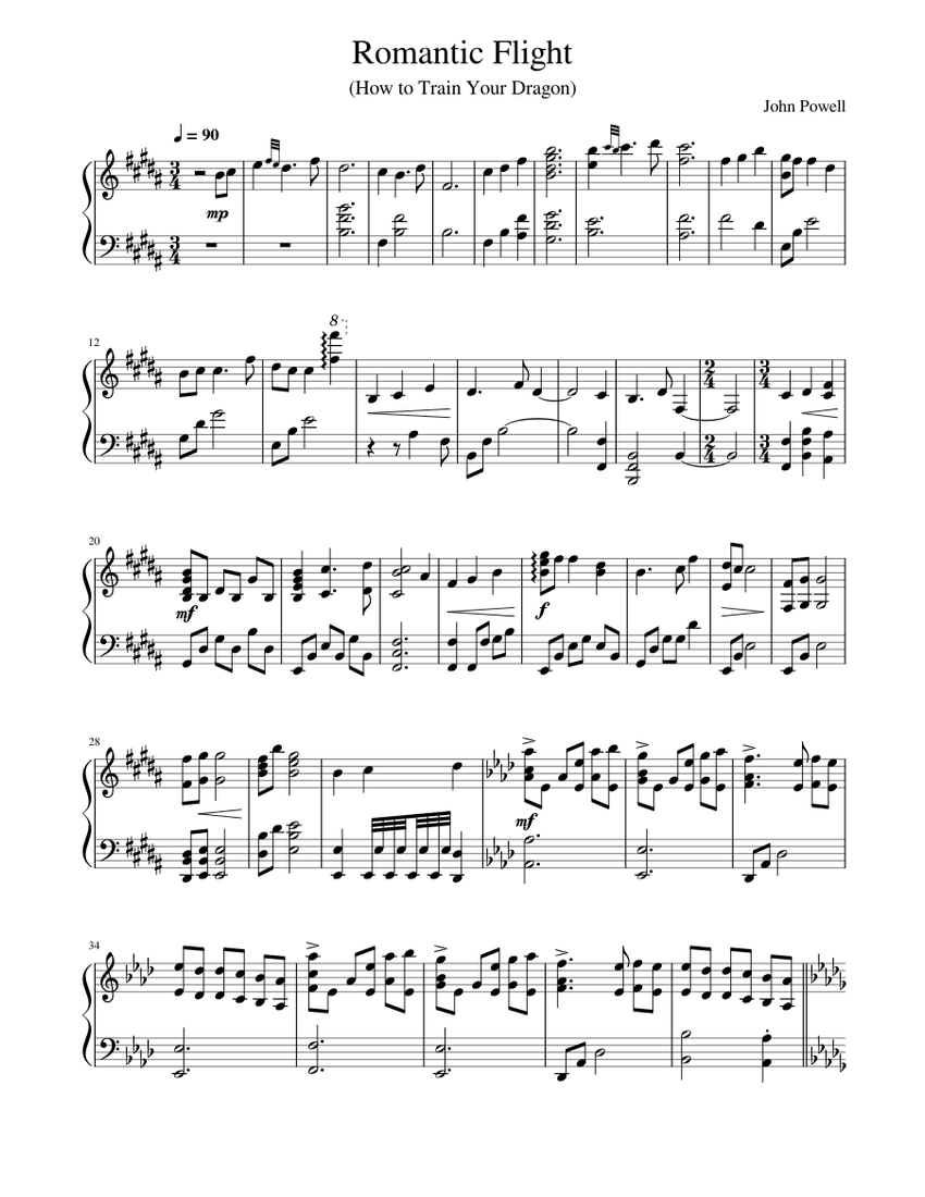 How to Train Your Dragon – John Powell Romantic_Flight Sheet music for ...