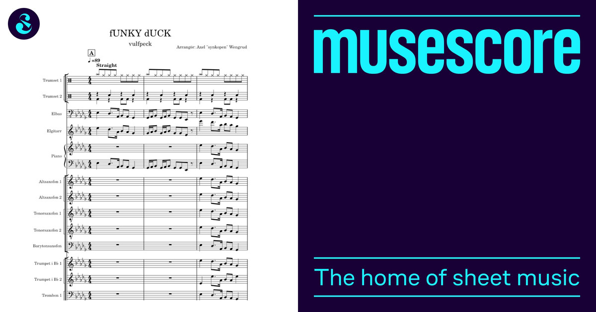 Funky duck Sheet music for Piano, Trombone, Saxophone alto, Saxophone ...