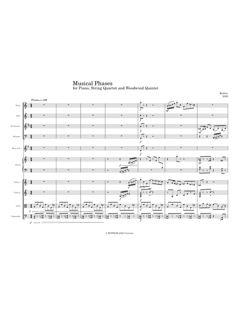 Musical Phases Sheet Music for Piano, Flute, Oboe, Clarinet in b-flat & more instruments (Mixed ...