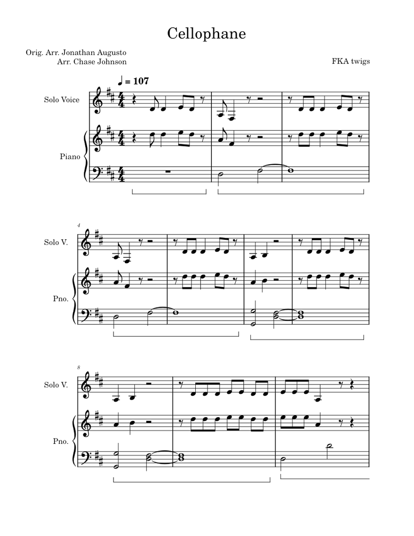 Cellophane – FKA twigs Cellophane Sheet Music for Piano (Solo ...