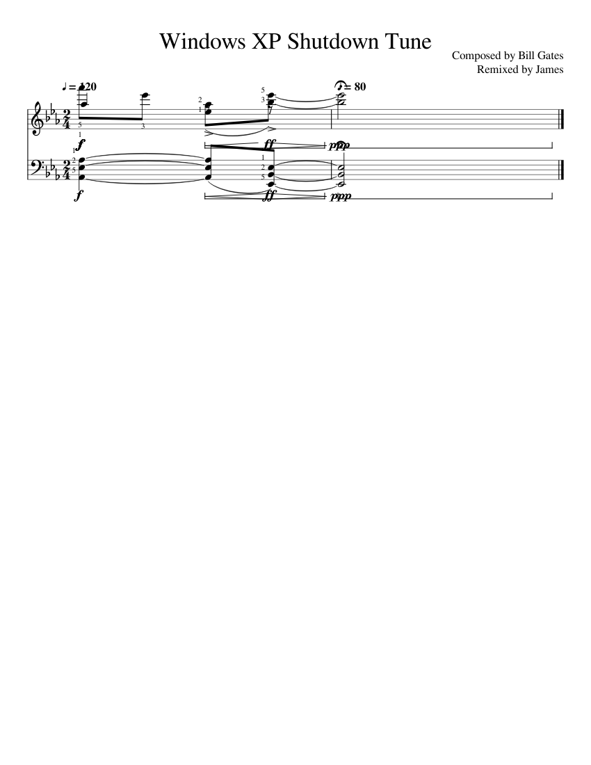 Windows XP Shutdown Tune Sheet Music for Piano (Solo) easy | MuseScore.com
