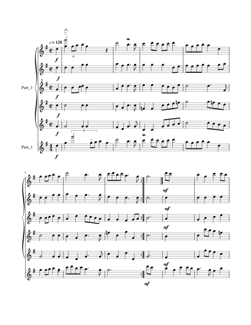 flute choir Sheet music for Vocals, Drum group (Woodwind Quintet ...