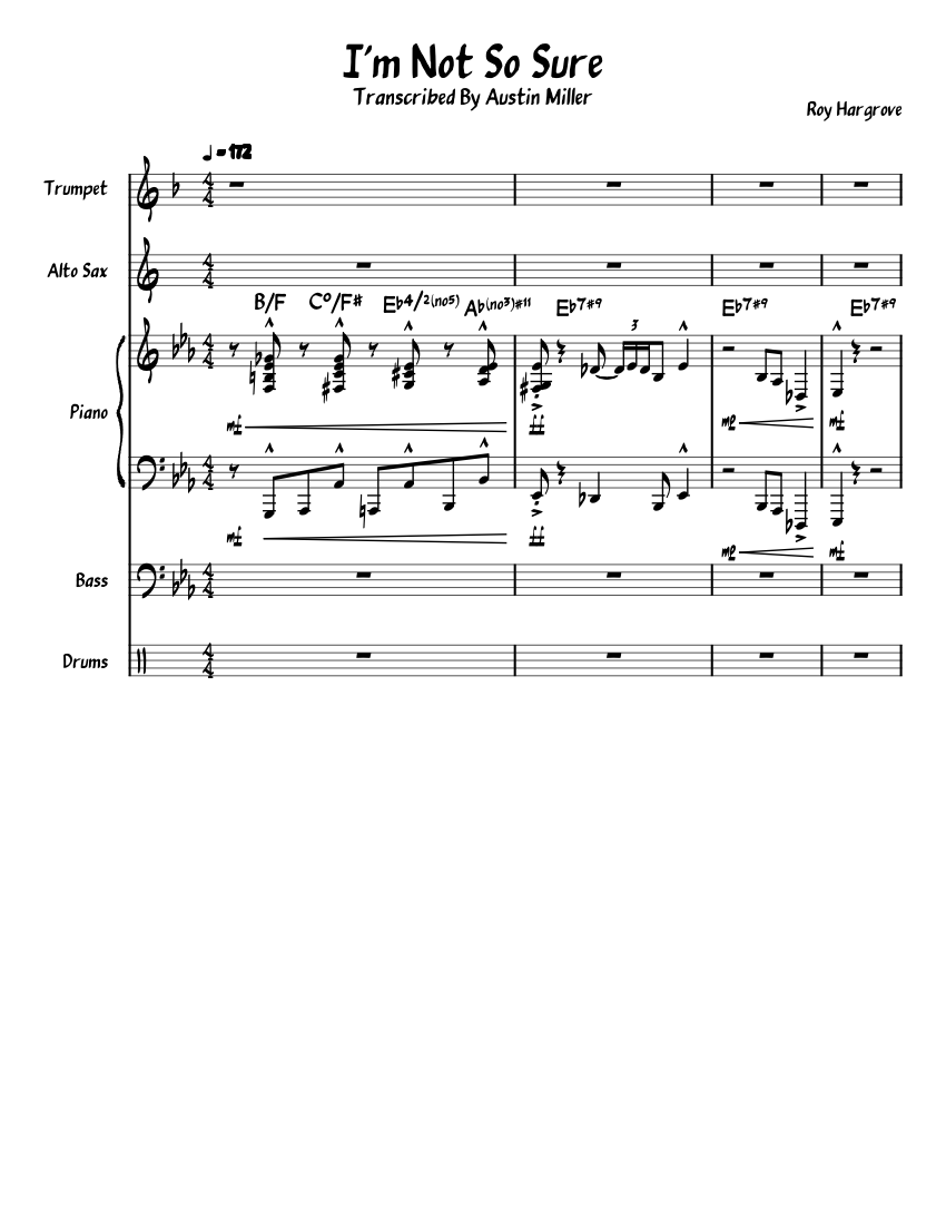 I'm_Not_So_Sure Sheet Music with Chords for Piano, Saxophone alto ...