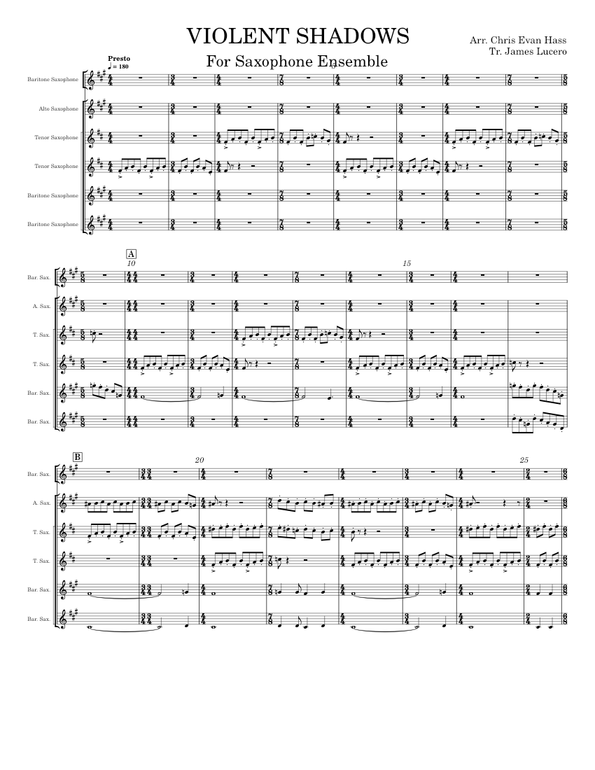 Violent Shadows – Chris Evan Hass Sheet music for Saxophone alto ...