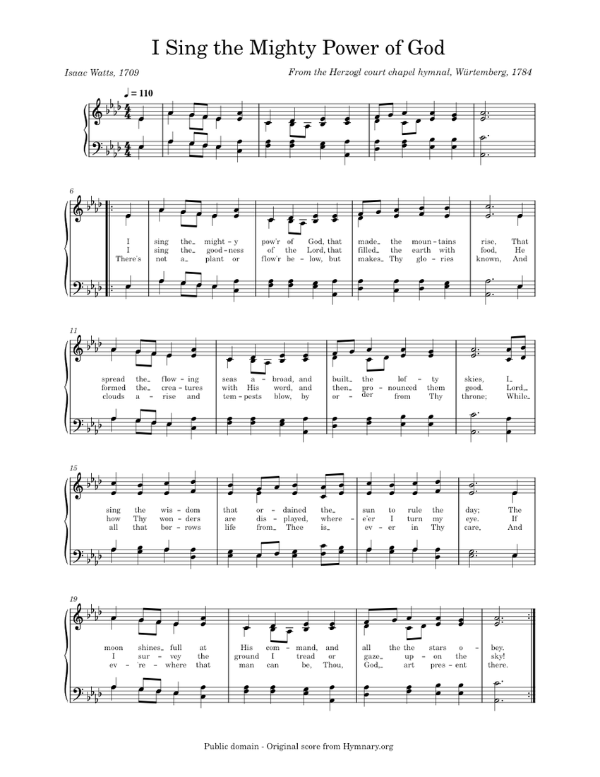 I Sing the Mighty Power of God Sheet music for Piano (SATB) Easy ...