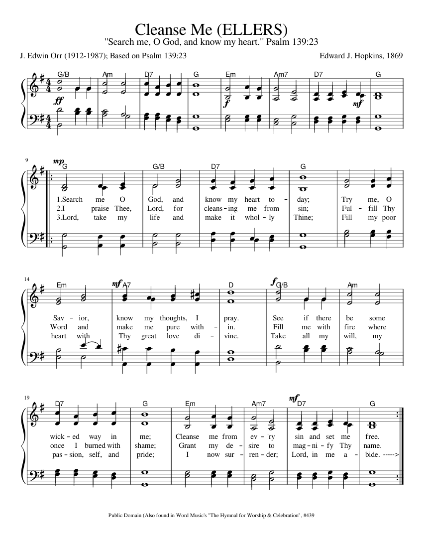 Cleanse Me (ELLERS) Sheet Music with Chords for Piano (Solo) Easy ...