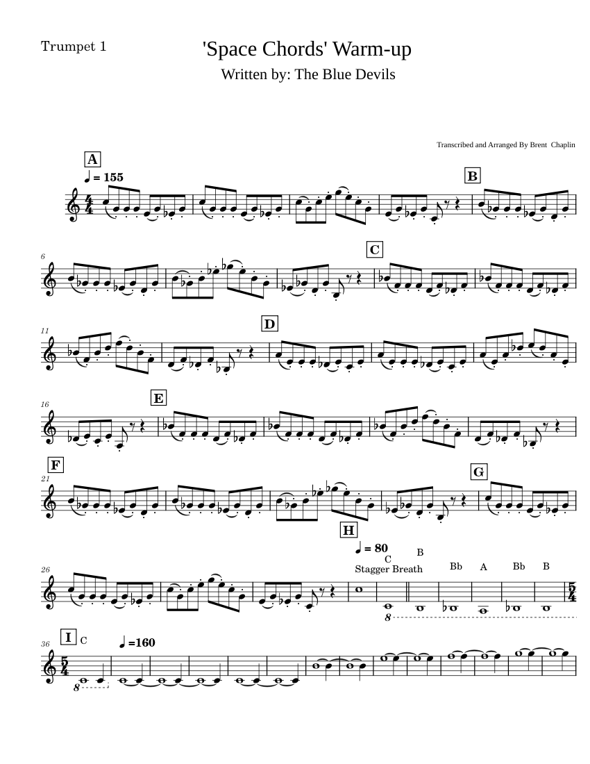 Space Chords – The Blue Devils 1st Bb Trumpet Sheet music for Cornet ...