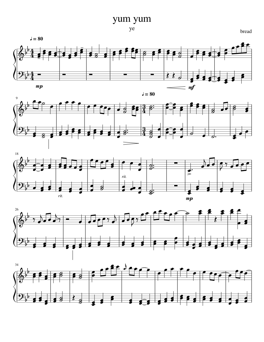 Yum yum Sheet music for Piano (Solo) | Musescore.com
