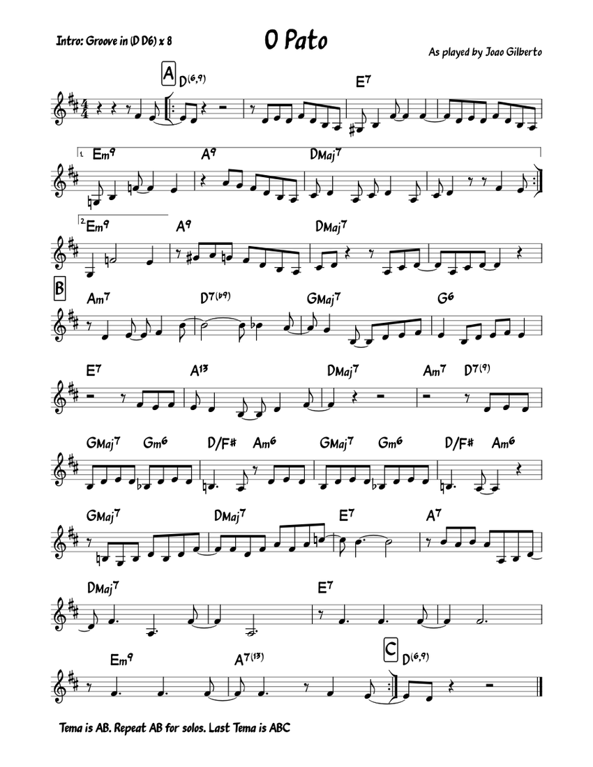 O Pato Sheet Music with Chords for Piano (Solo) easy | MuseScore.com