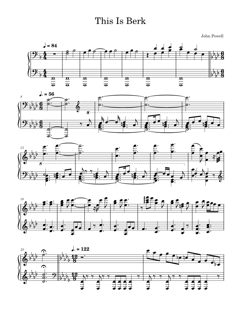 This is Berk – John Powell | Piano Sheet music for Piano (Solo ...