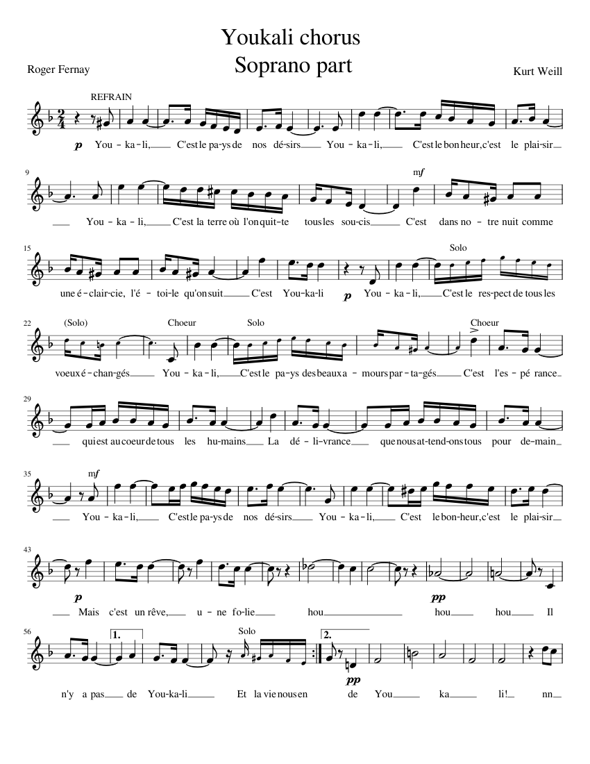 Youkali_Soprano_part Sheet Music for Soprano (Solo) | MuseScore.com