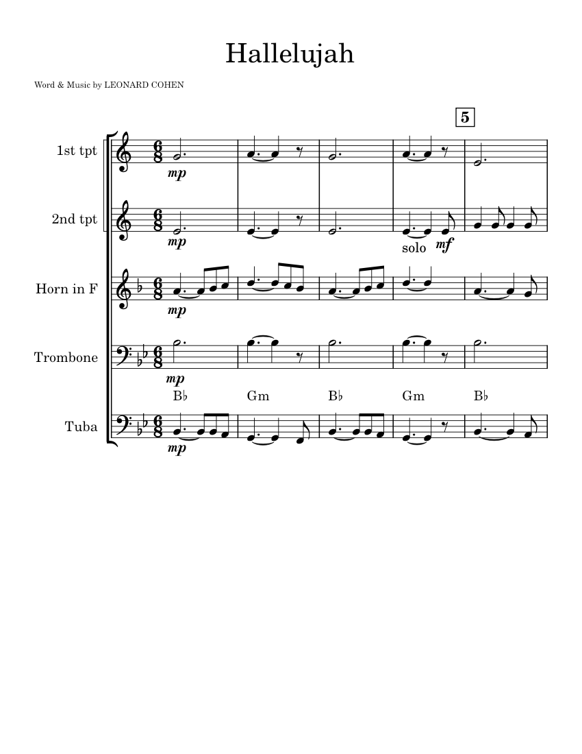 Hallelujah – Leonard Cohen Hallelujah - brq Sheet Music with Chords for ...