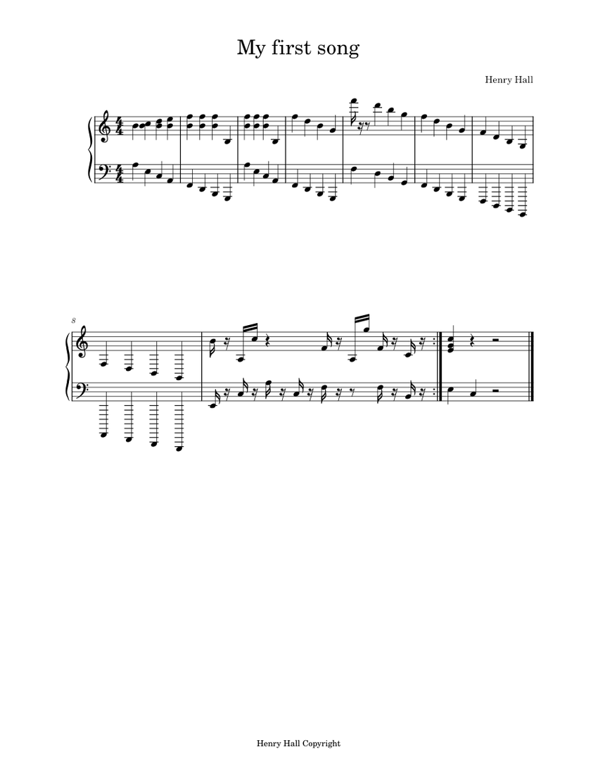 My first song Sheet music for Piano (Solo) | Musescore.com