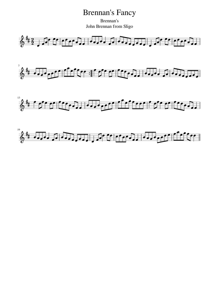 Brennan's Fancy Sheet music for Piano (Solo) | Musescore.com