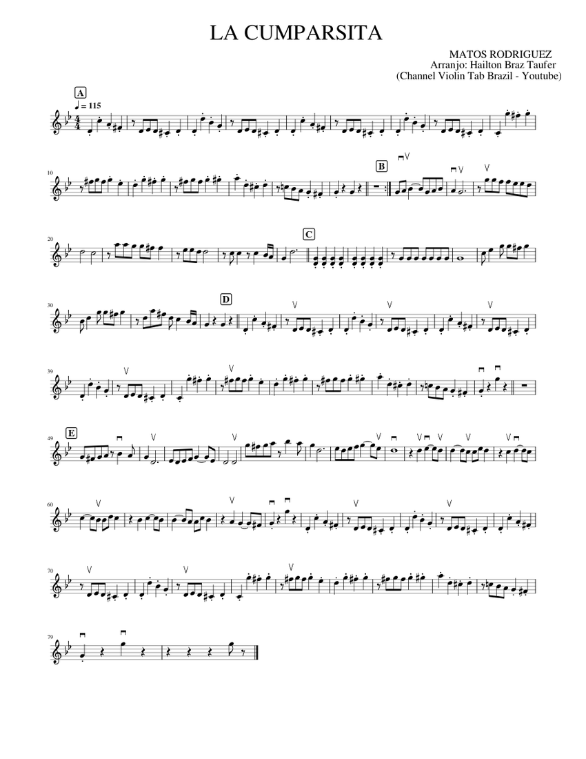 La cumparsita Matos Rodríguez (Channel Violin Tab Brazil - Youtube ...