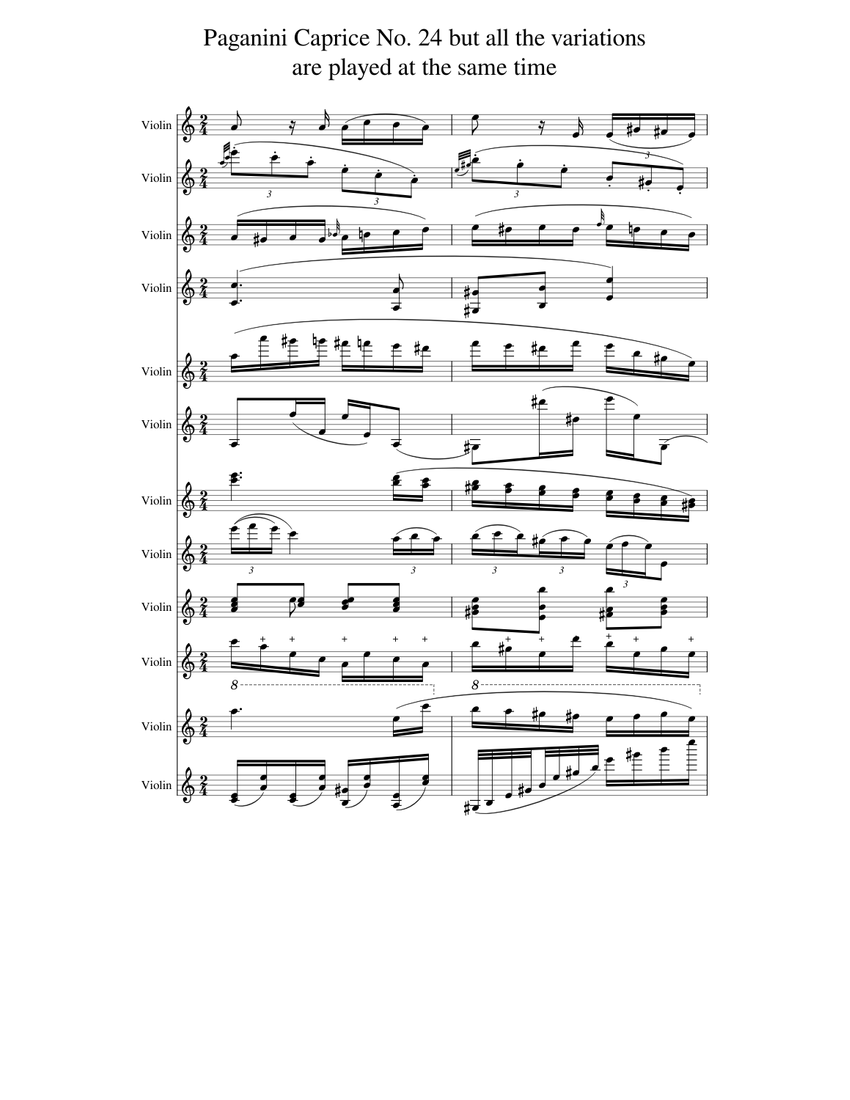Paganini Caprice No 24 But All The Variations Are Played At The Same