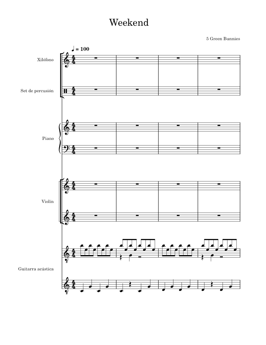 Weekend Sheet music for Piano, Violin, Guitar, Drum group & more ...