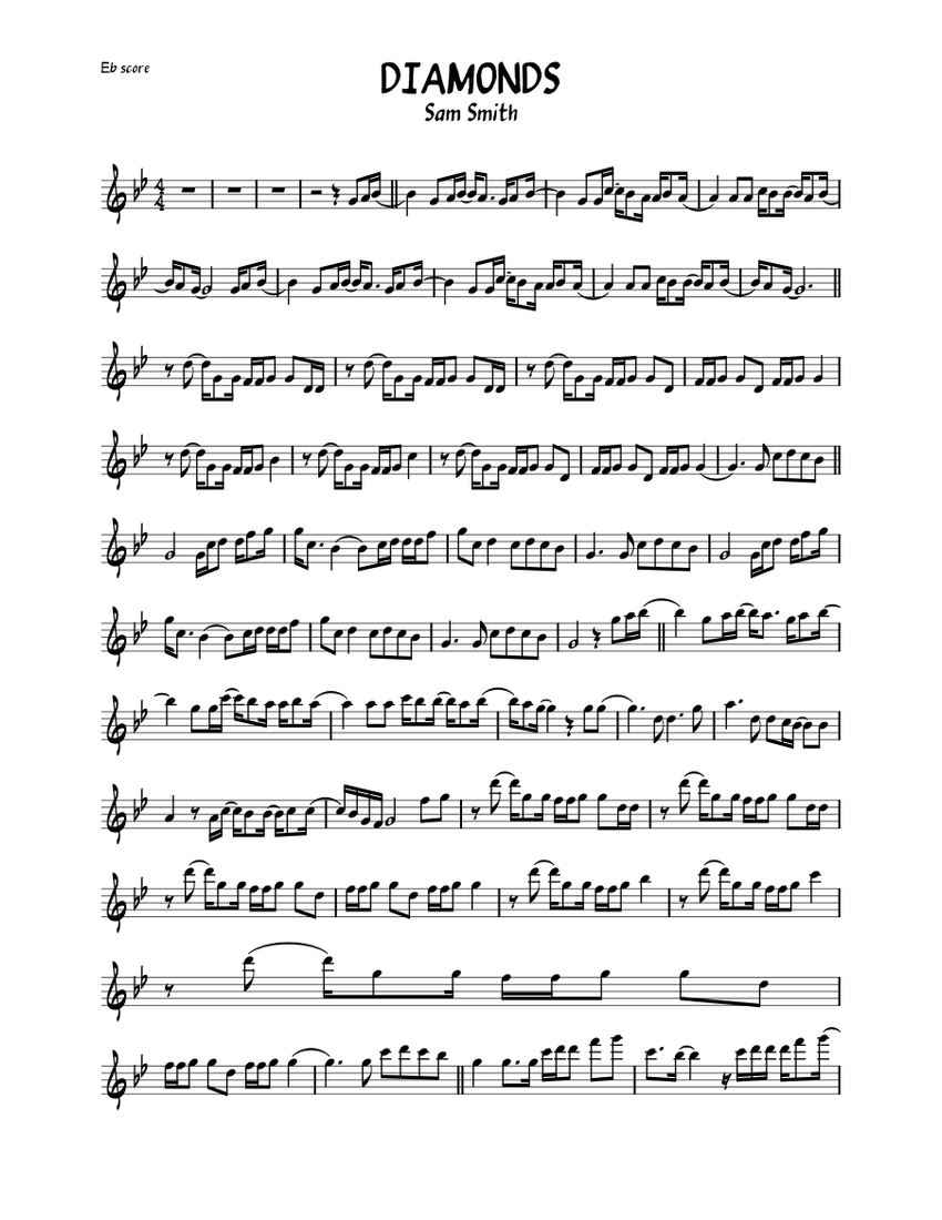 Diamonds – Sam Smith (ALTO SAX RMX) Sheet music for Piano (Solo) | Musescore.com