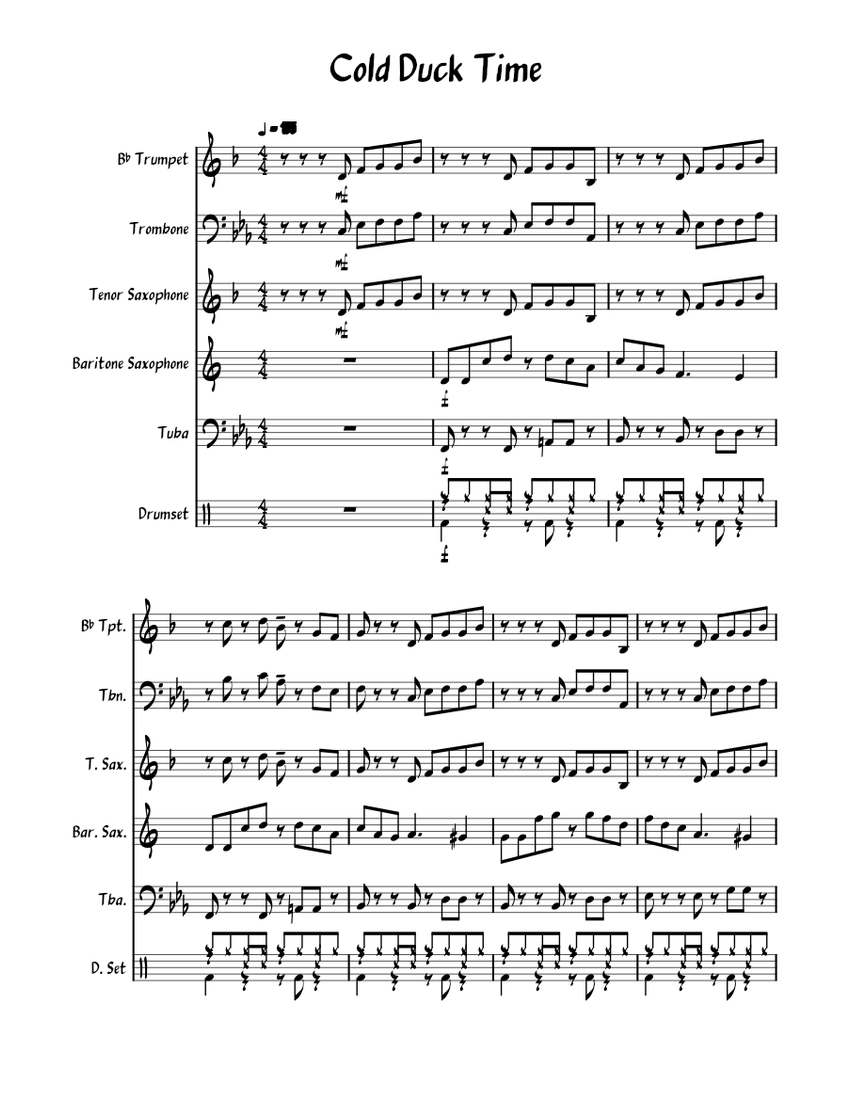 Cold Duck Time Sheet Music for Trombone, Tuba, Saxophone tenor ...