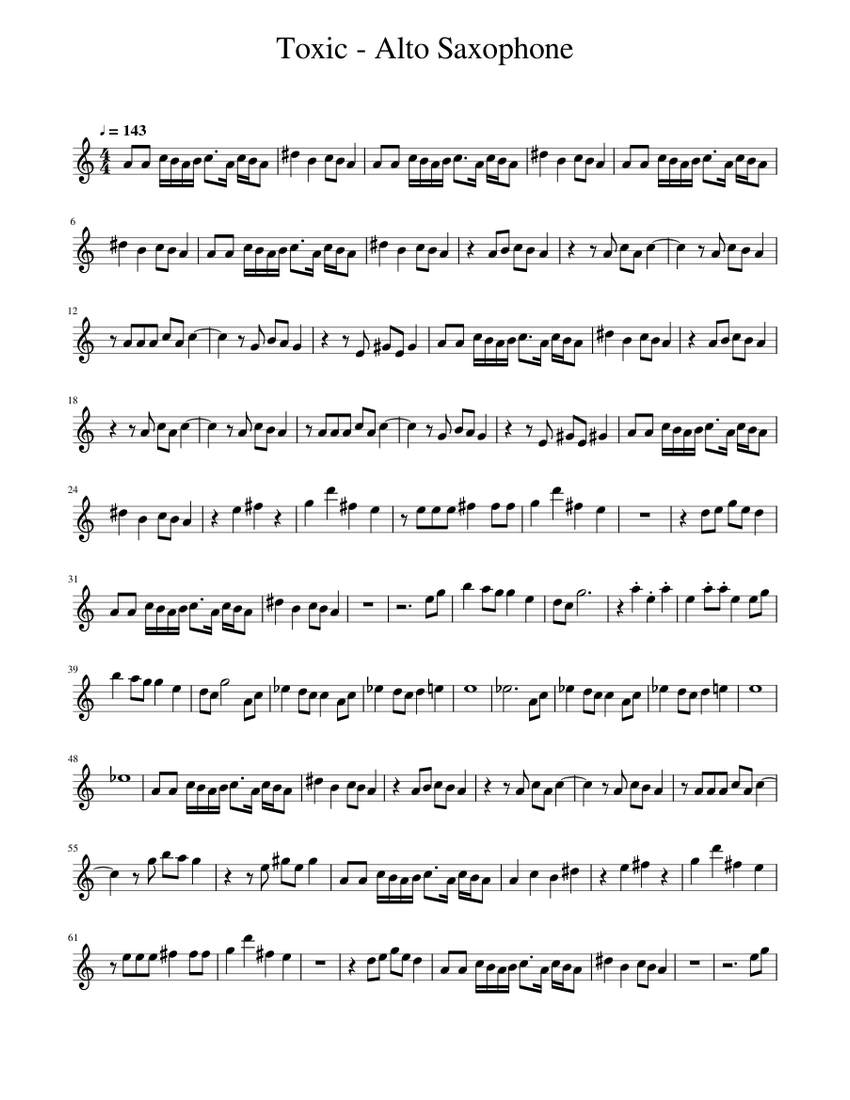 Toxic_-_Alto_Saxophone Sheet Music for Saxophone alto (Solo ...