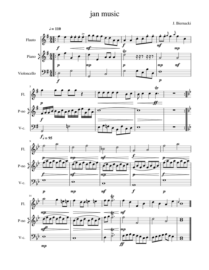 jan music Sheet music for Piano, Flute, Cello (Mixed Trio) | Musescore.com