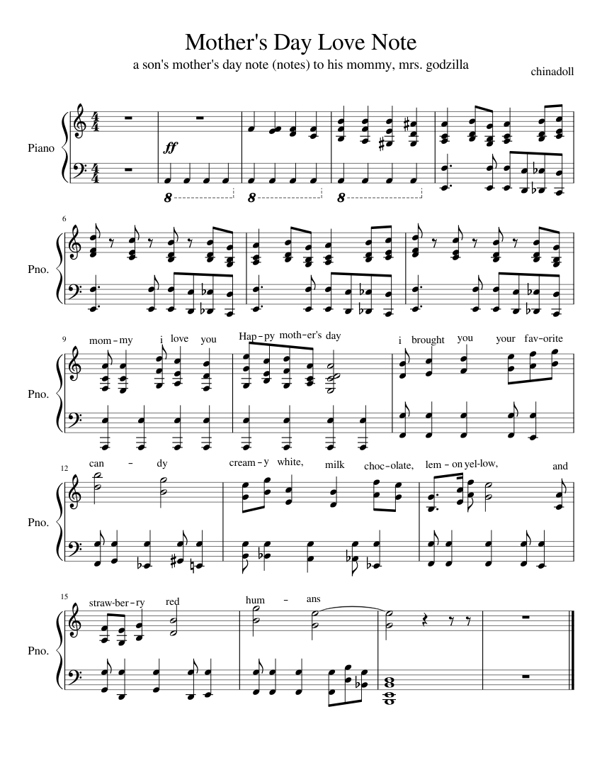 Mother's Day Love Note Sheet music for Piano (Solo) | Musescore.com